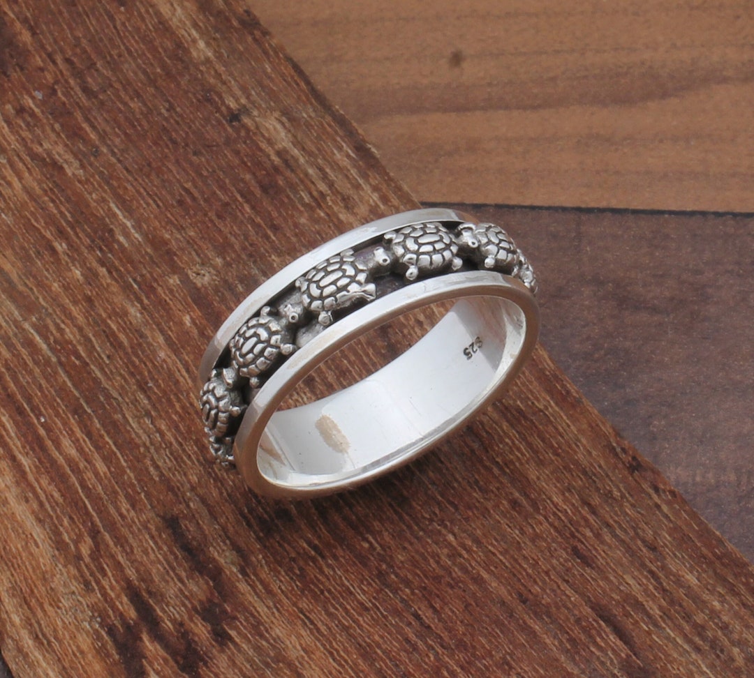 Turtle Spinner Ring, Fidget Anxiety Ring, Sterling Silver Ring for ...
