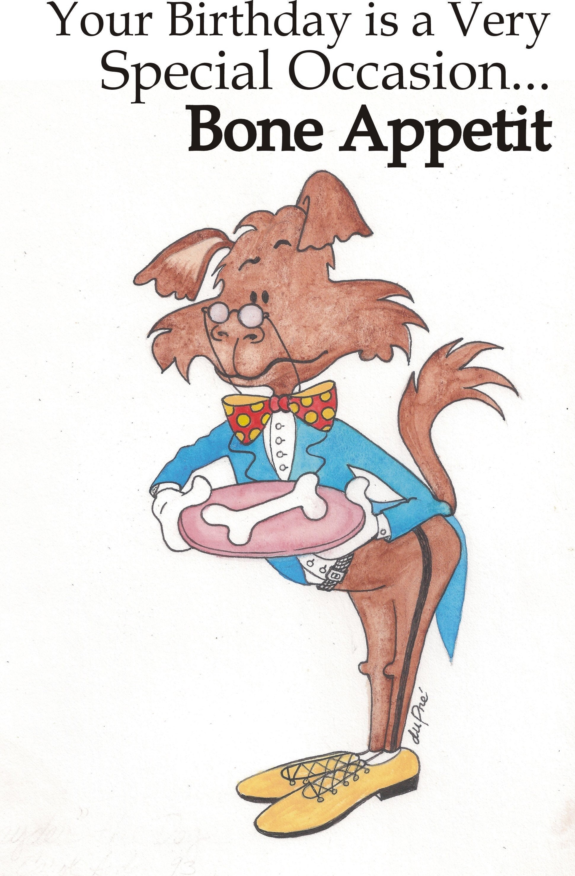 Funny Birthday Greeting Card "bone APPETIT With Envelope - Etsy