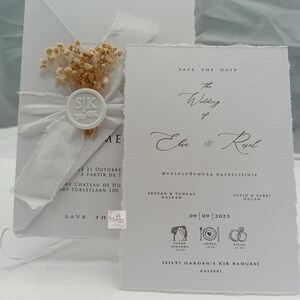 Acrylic Wedding Invitation: Ripped Edge, Handmade Paper Envelope - Etsy