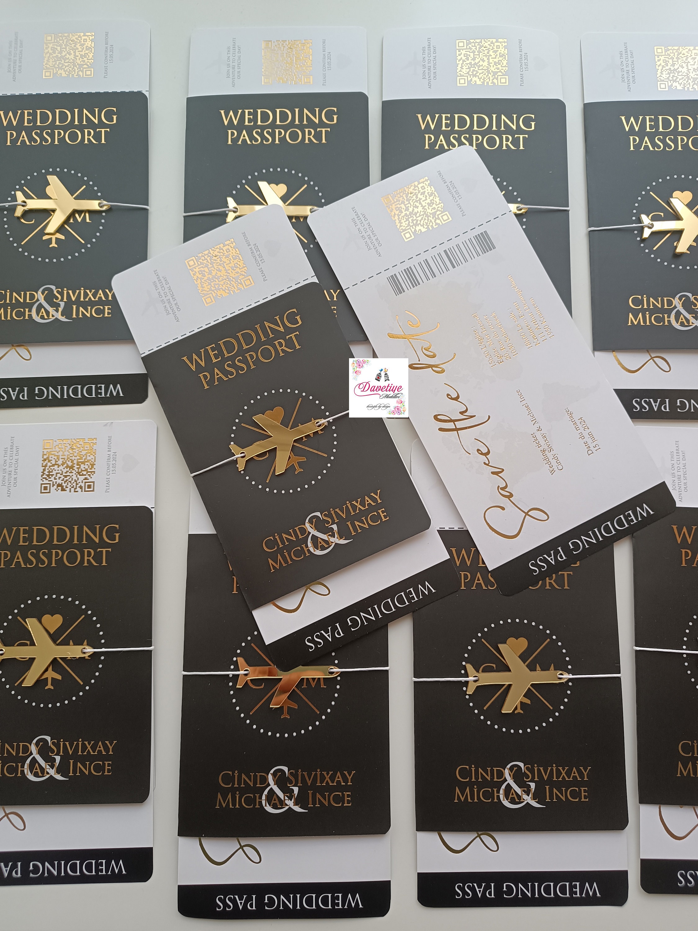 Wedding Passport Invitation, Boarding Pass Invite, Sage Green and Gold ...