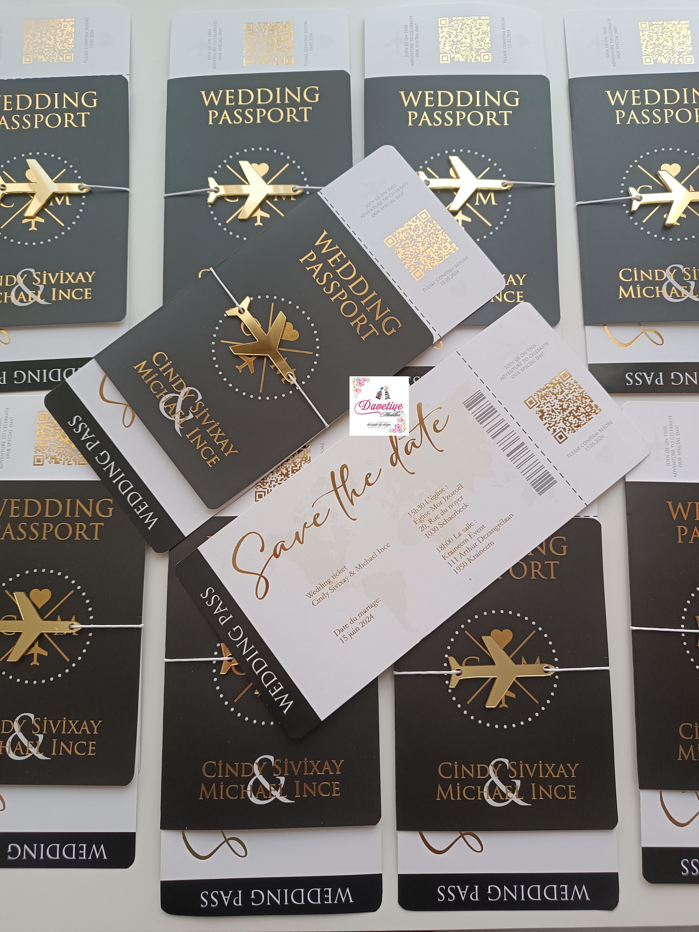 Wedding Passport Invitation, Boarding Pass Invite, Sage Green and Gold ...