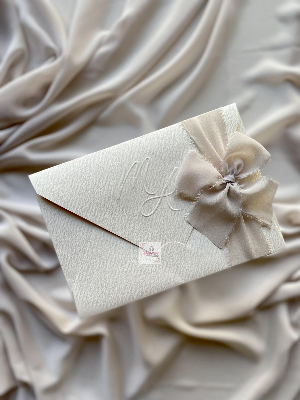 Wedding Invitation Card With Ribbon, Embossed Printed Invitation - Etsy