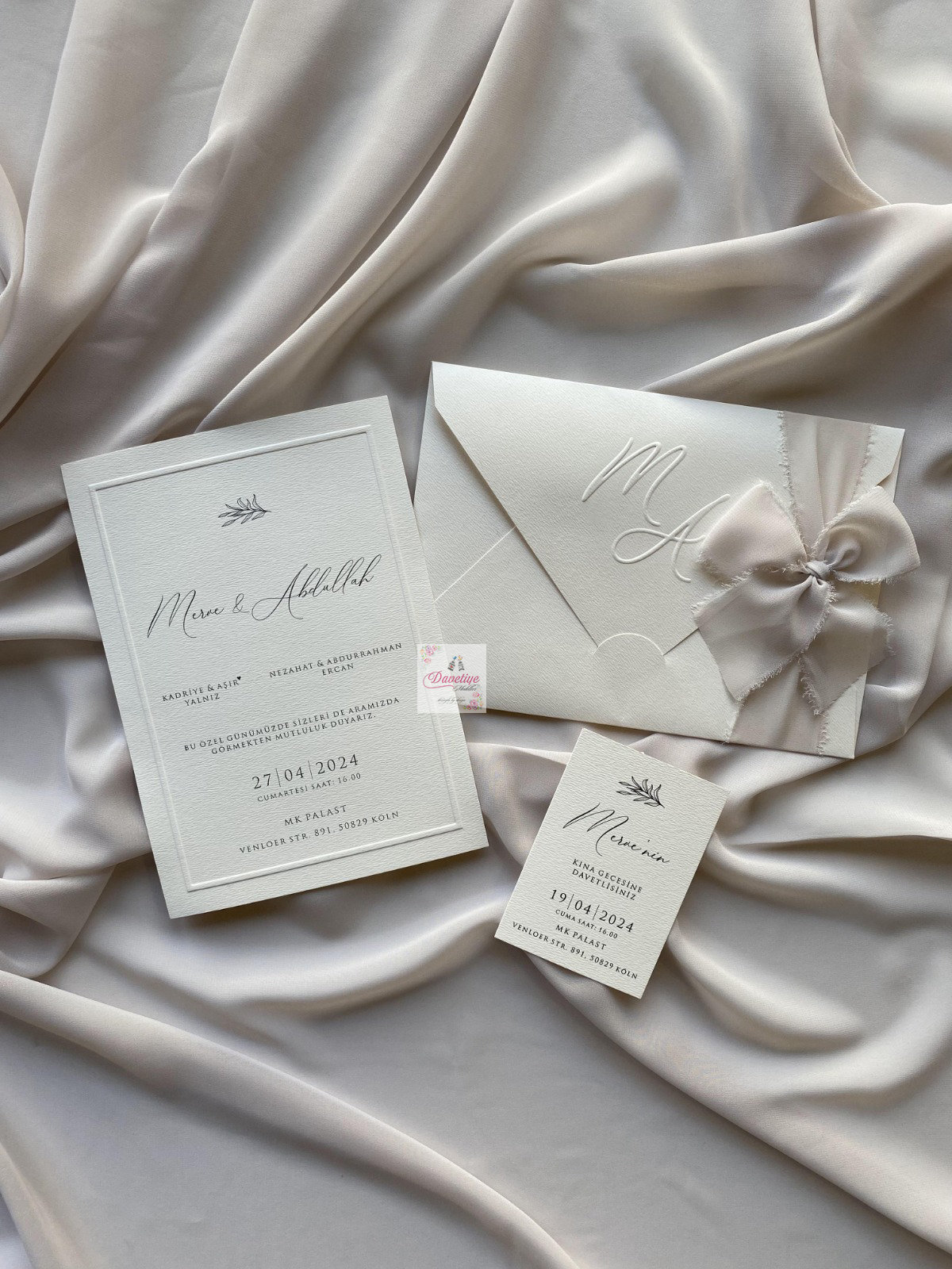Wedding Invitation Card With Ribbon, Embossed Printed Invitation - Etsy
