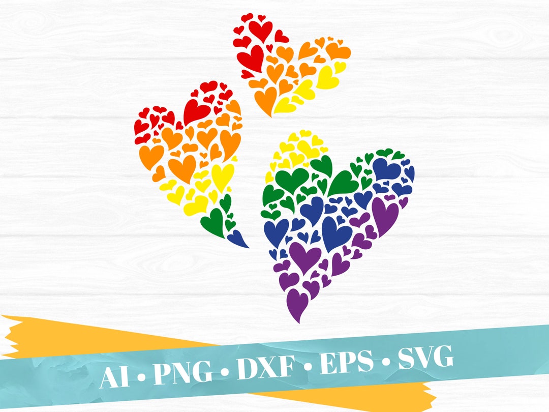 Heart of Hearts With Rainbow Flag Colours, Modern Graphic Design ...