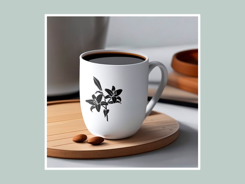 Lily Flower Branch, Svg, Dxf, Eps, Png, Ai, Cut File, Graphic Design ...