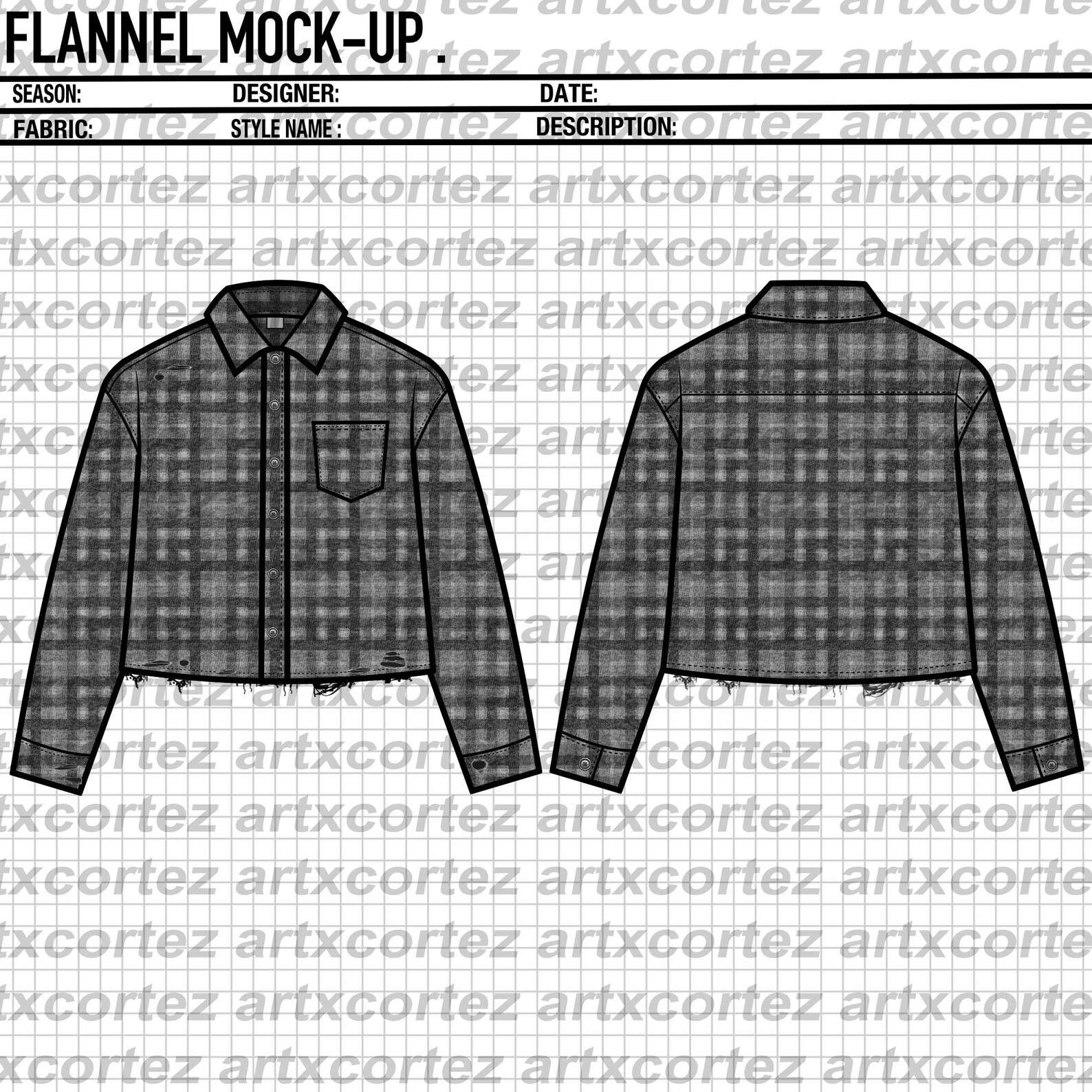 Flannel Button up Shirt Vector Mock-up | Editable Clothing Design ...