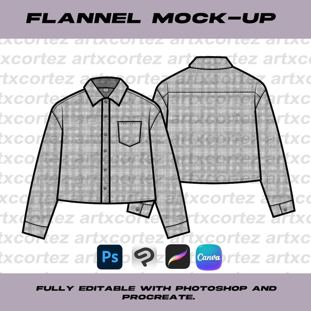 Flannel Button up Shirt Vector Mock-up | Editable Clothing Design ...
