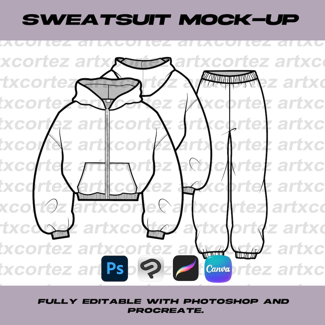 Sweatsuit Vector Mock-up | Editable Clothing Design Template/tech Pack ...
