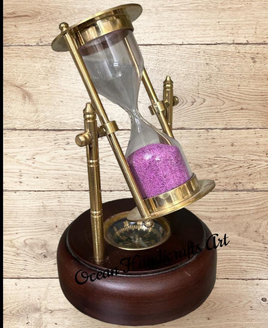 Wooden Hourglass Brass Sand Timer Wood & Brass Hourglass Sand Timer ...