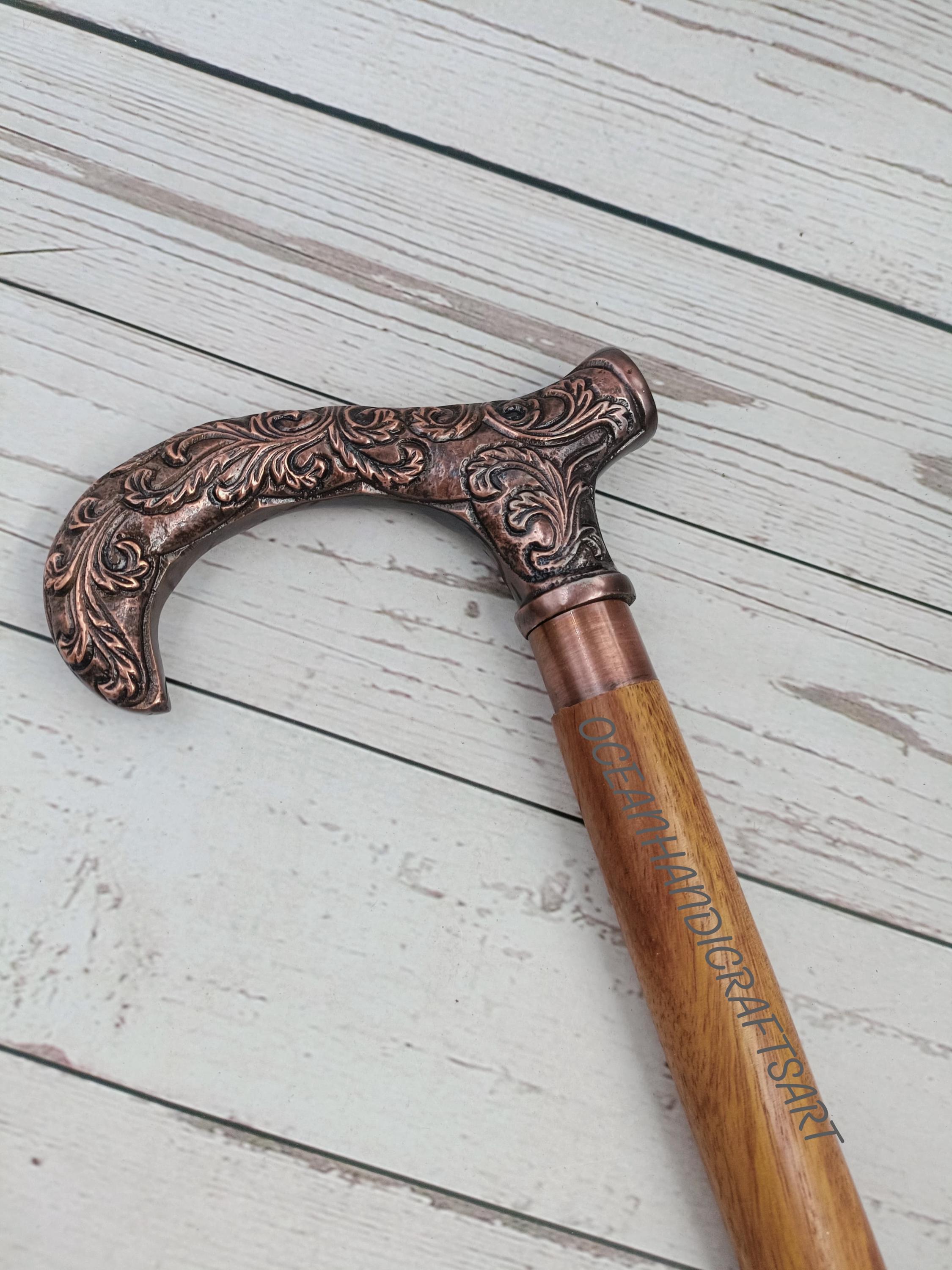 Brass Walking Cane - Brass Handle Walking Stick Cane for Men & Women ...