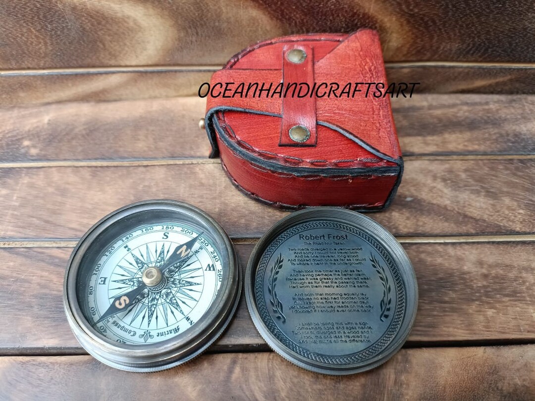 Engraved Brass Poem Compass With Leather Case, Personalized Gift - Etsy