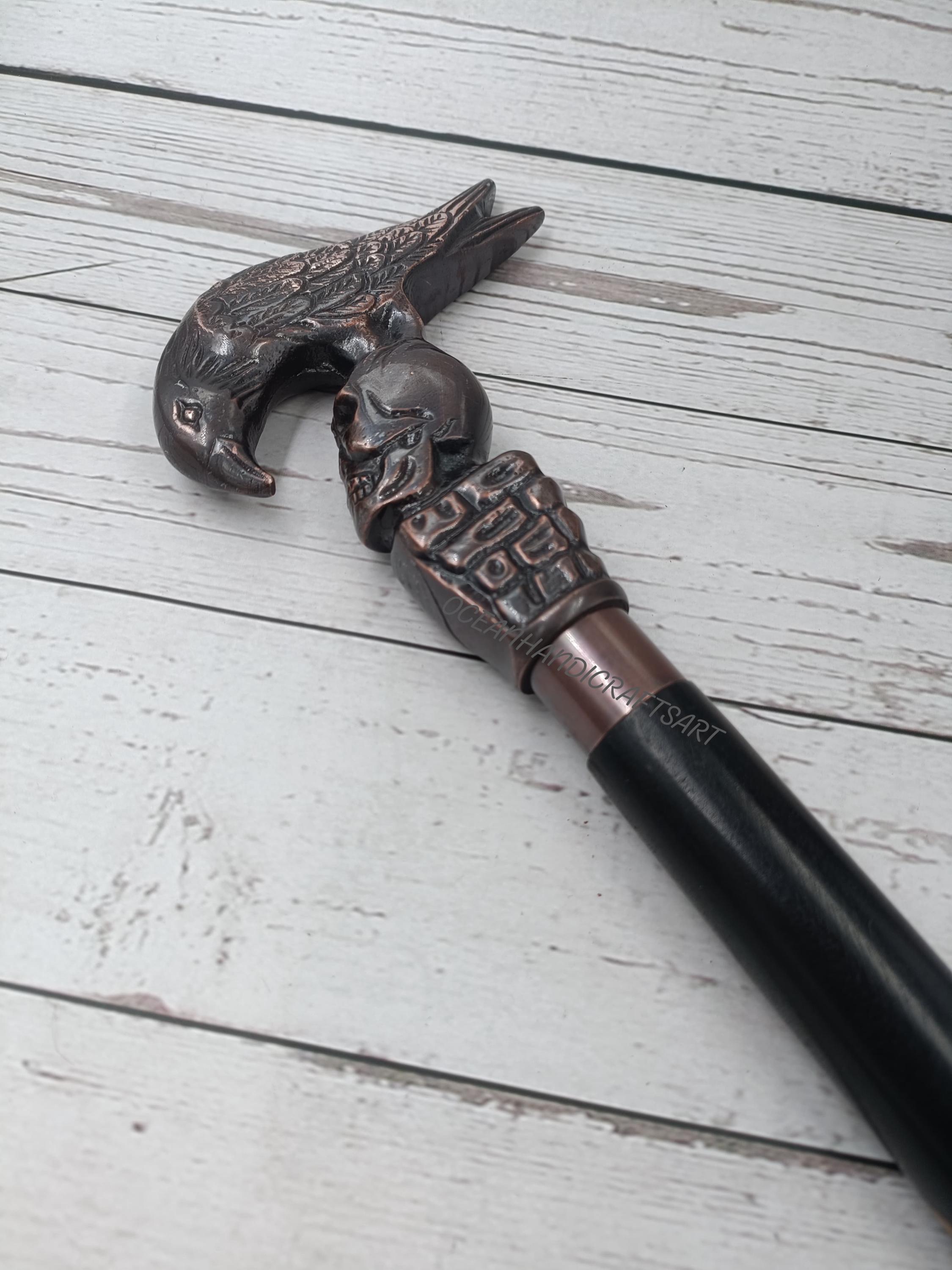 Brass Skull Head Walking Cane - Handmade Wooden Stick Gift for Women - Etsy
