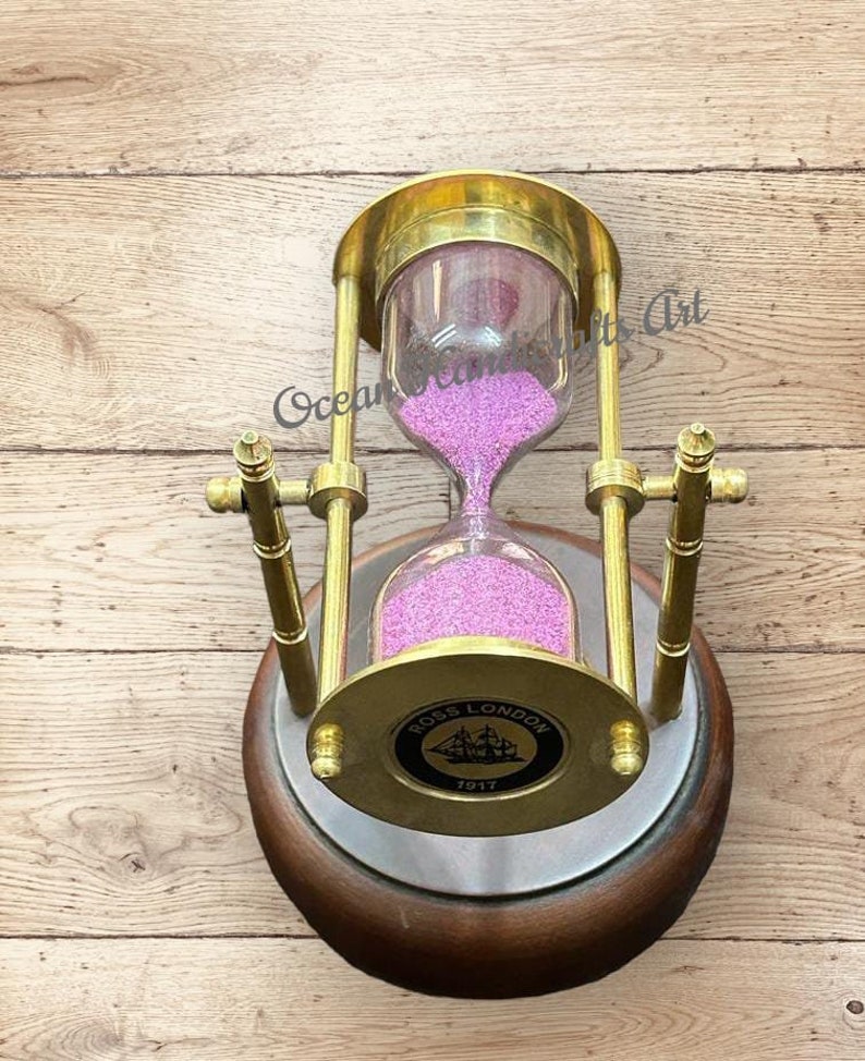 Handmade Brass Hourglass With Compass – Rotating Wooden Sand Timer, 6 ...