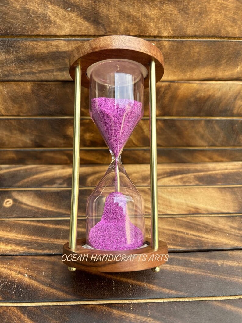 Wooden Hourglass, Brass Sand Timer, Sand Glass, Wooden Decorative Sand ...