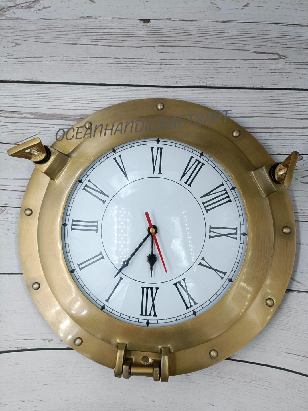 Brown Porthole Wall Clock - Maritime Ship Porthole Clock Gift for ...