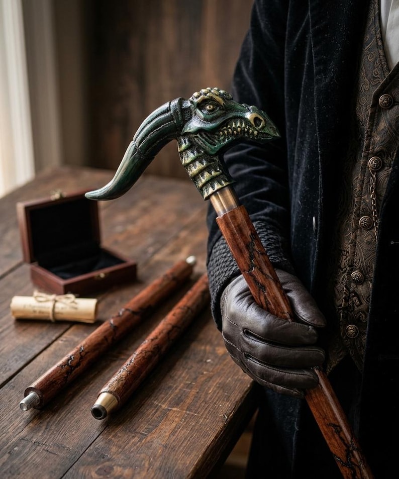 Dragon Head Walking Stick Cane - Wooden Carved Canes for Men and Women ...