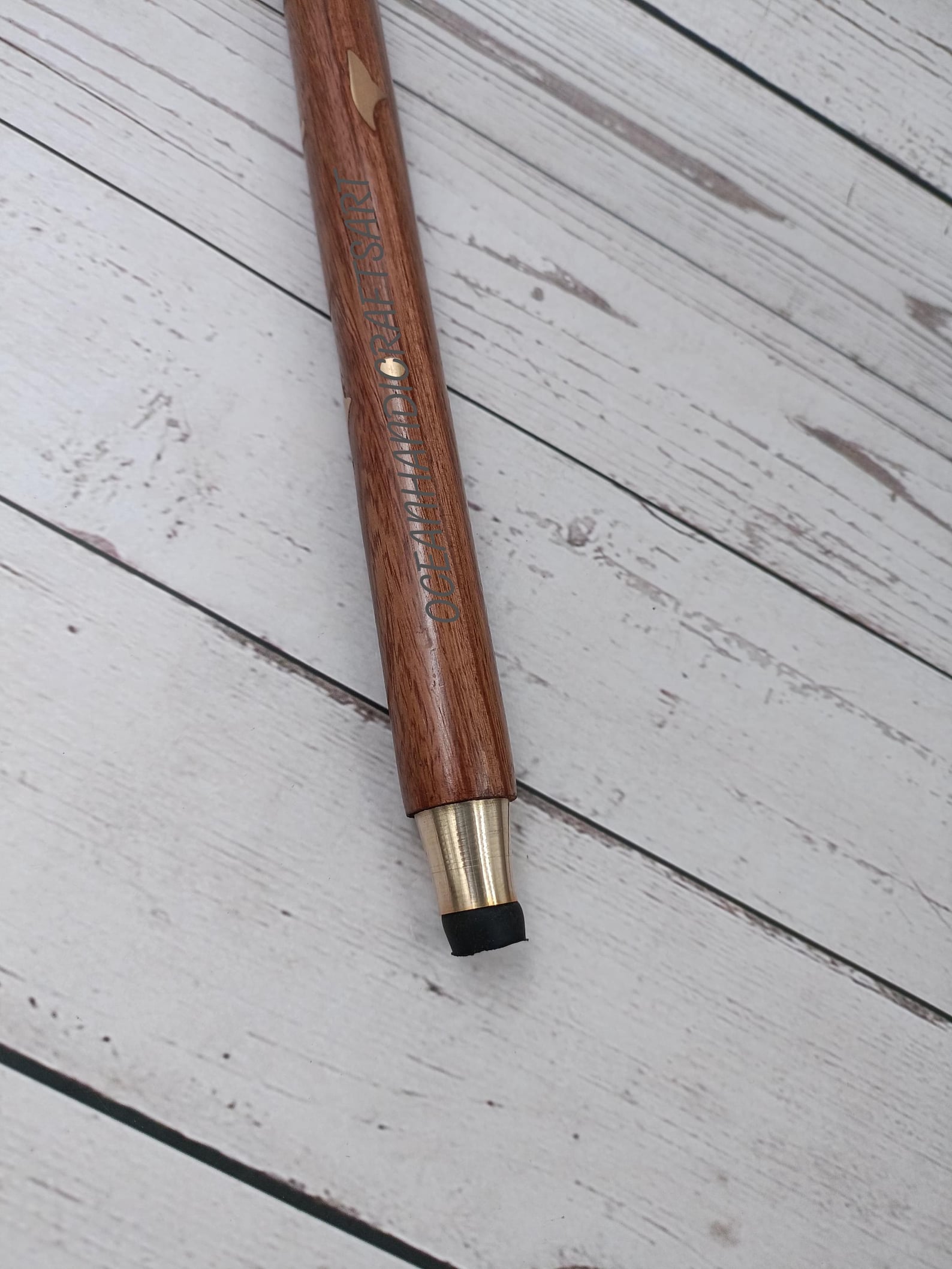 Fish Look Brass Handle Walking Cane - Handmade Wooden Cane for Men ...
