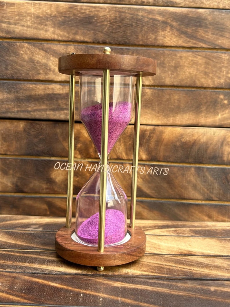 Wooden Hourglass, Brass Sand Timer, Sand Glass, Wooden Decorative Sand ...