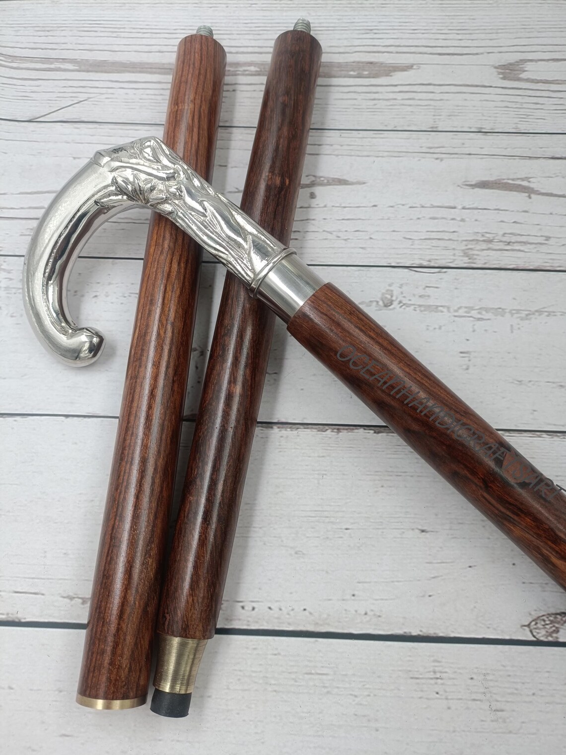 Handmade Brass Handle Wooden Walking Cane – Gift for Mom Dad - Etsy