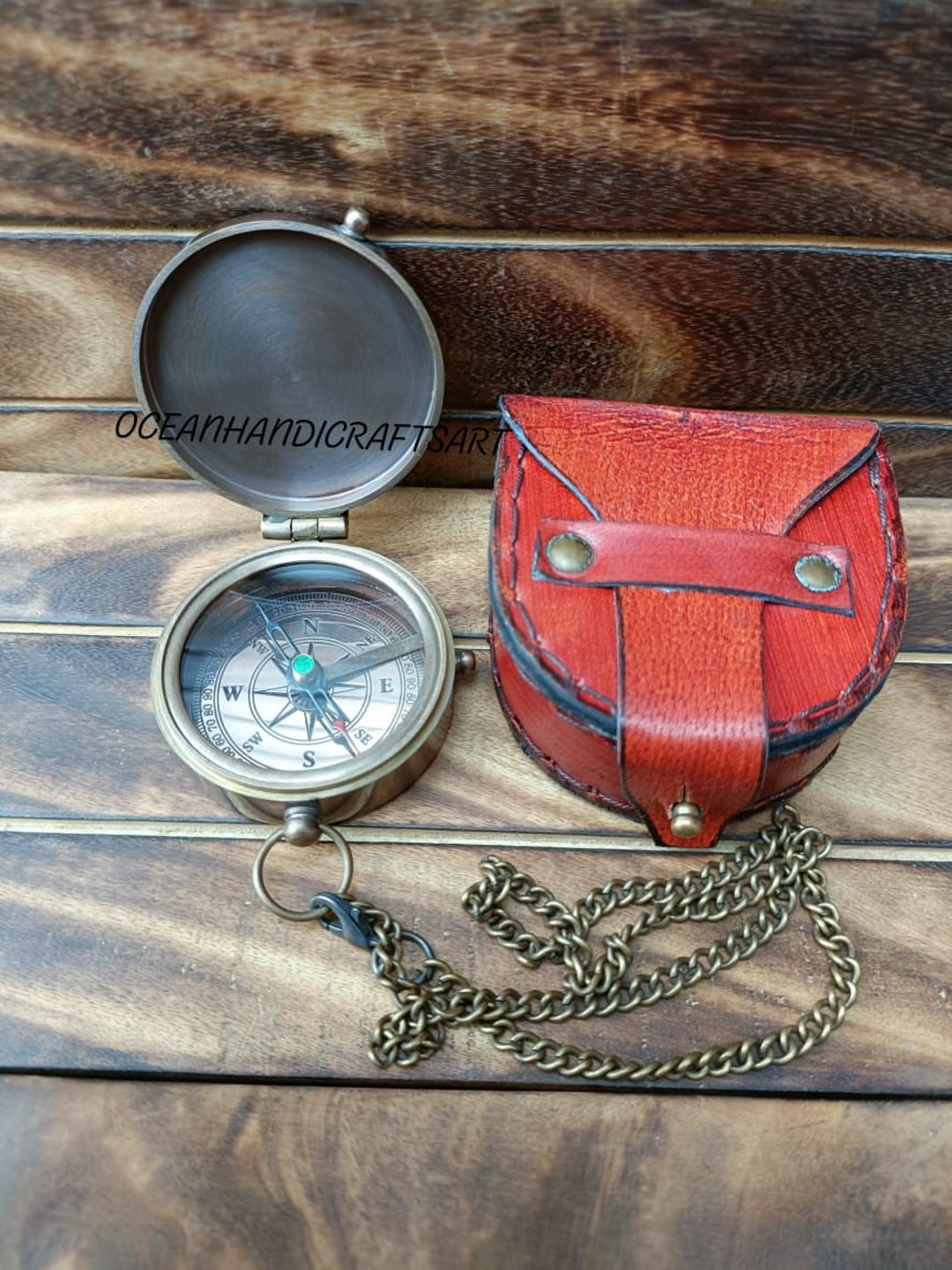 Brass Compass Custom Engraved Personalized Compass Compass With Leather ...