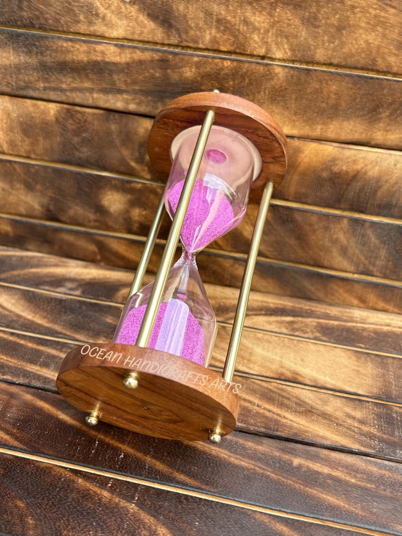 Wooden Hourglass, Brass Sand Timer, Sand Glass, Wooden Decorative Sand ...