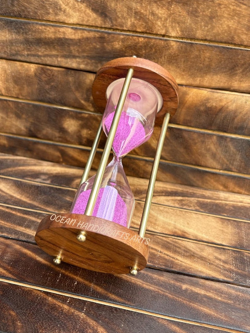 Wooden Hourglass, Brass Sand Timer, Sand Glass, Wooden Decorative Sand ...