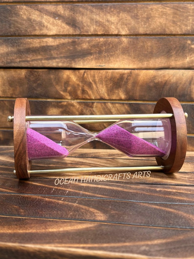 Wooden Hourglass, Brass Sand Timer, Sand Glass, Wooden Decorative Sand ...