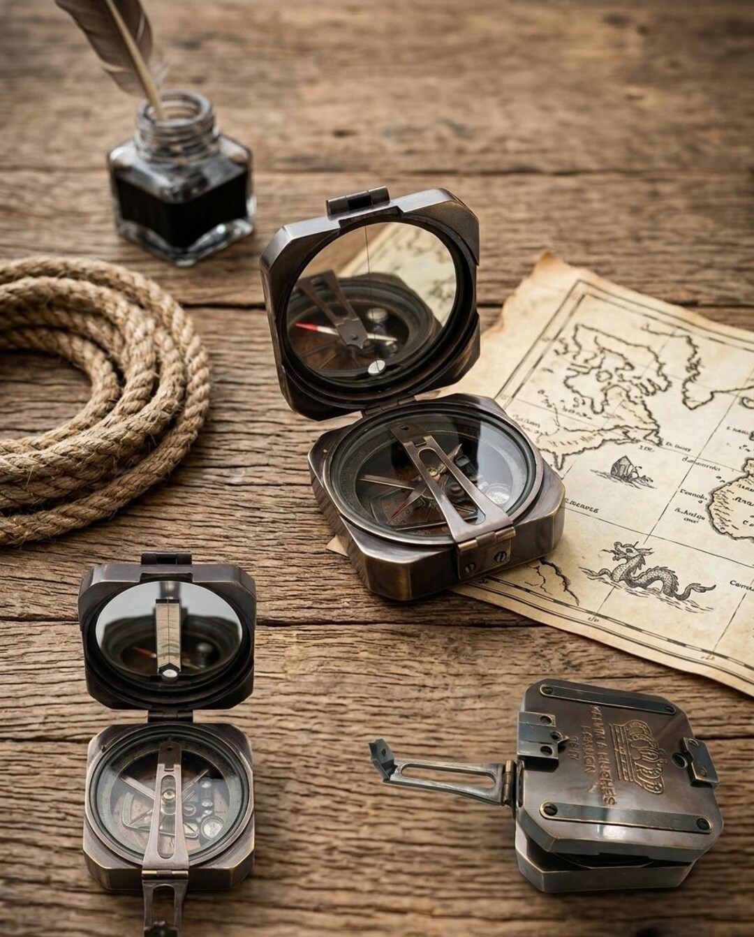 Solid Brass Brunton Compass: Working Pocket Navigation Tool for Hiking ...