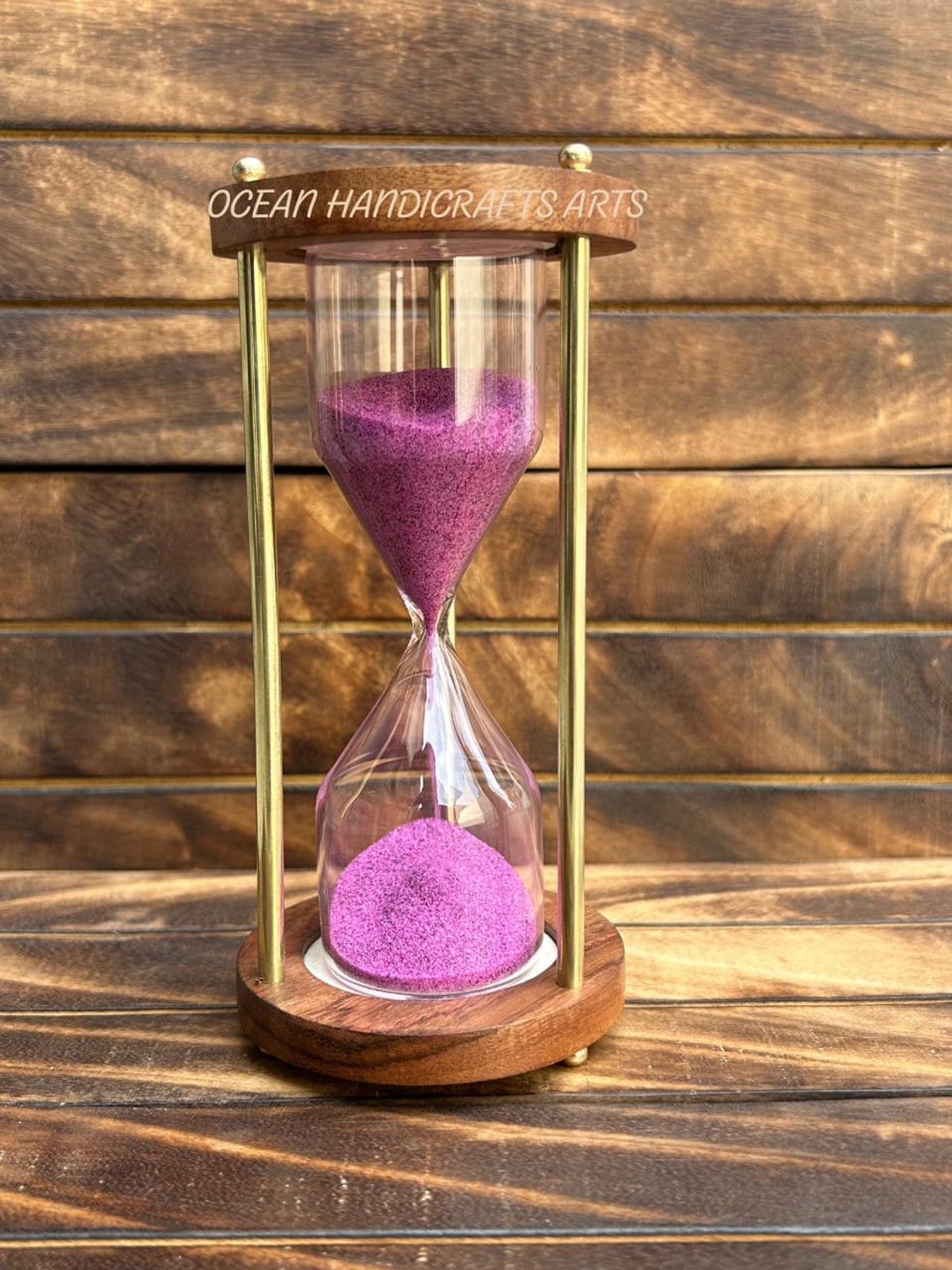 Wooden Hourglass, Brass Sand Timer, Sand Glass, Wooden Decorative Sand ...