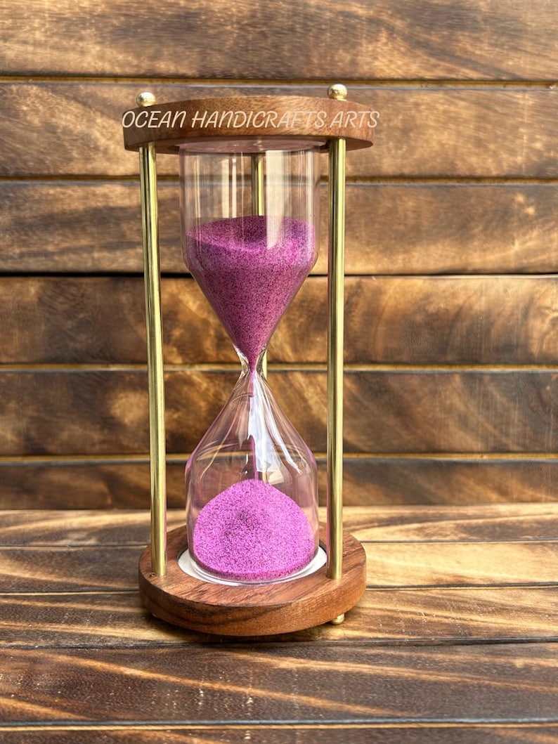 Wooden Hourglass, Brass Sand Timer, Sand Glass, Wooden Decorative Sand ...