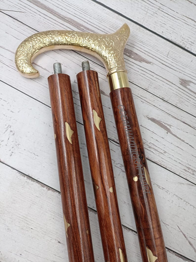 Brass Handle Wooden Walking Cane – Handmade Victorian Style - Etsy
