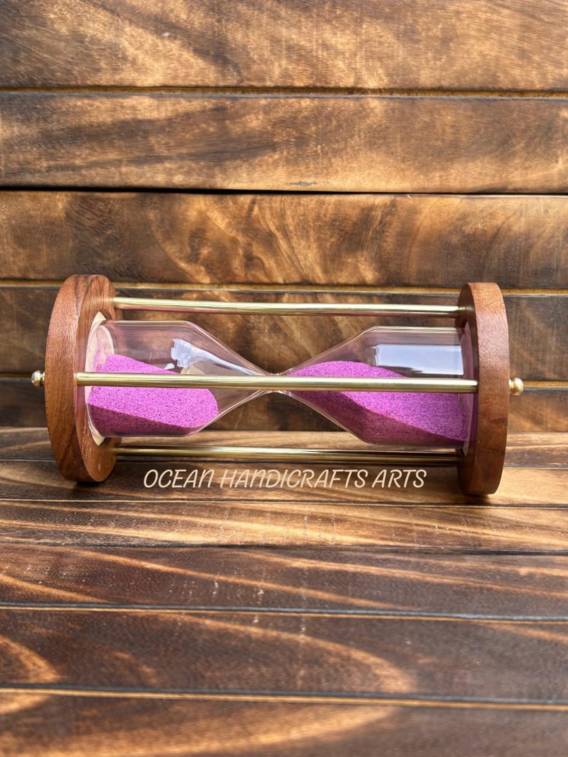 Wooden Hourglass, Brass Sand Timer, Sand Glass, Wooden Decorative Sand ...