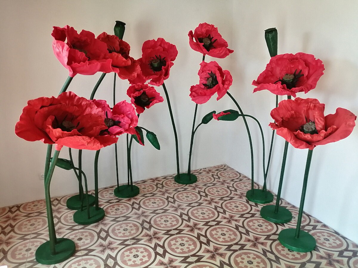 Giant Flowers Making Tutorial POPPY Flowers Templates & - Etsy