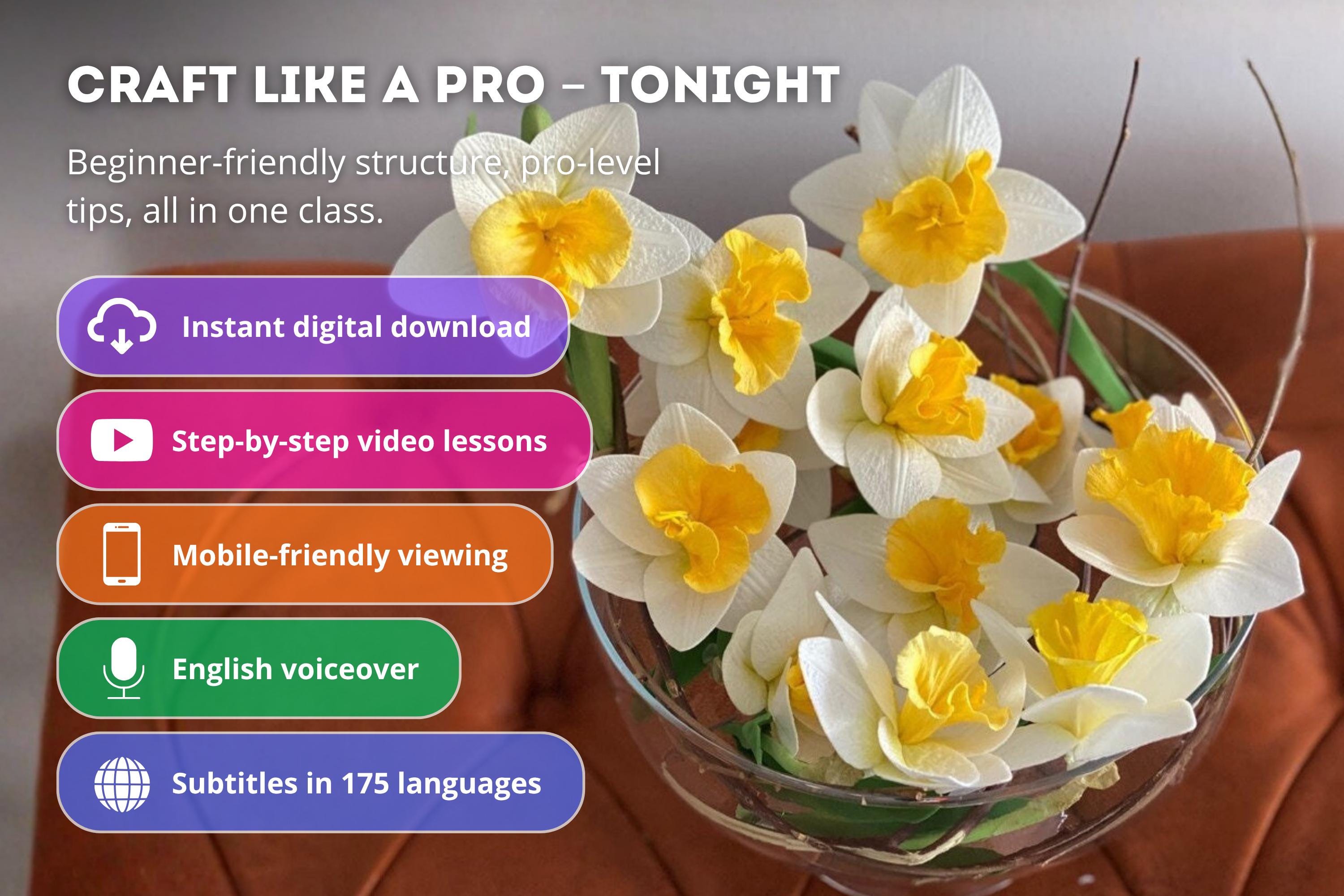 DIY Eva Foam Daffodil Tutorial: Video & Printable Templates - Etsy