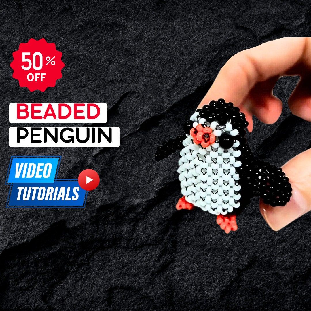 Beaded Penguin Pattern Video Tutorial Penguin Beading Patterns Beaded ...
