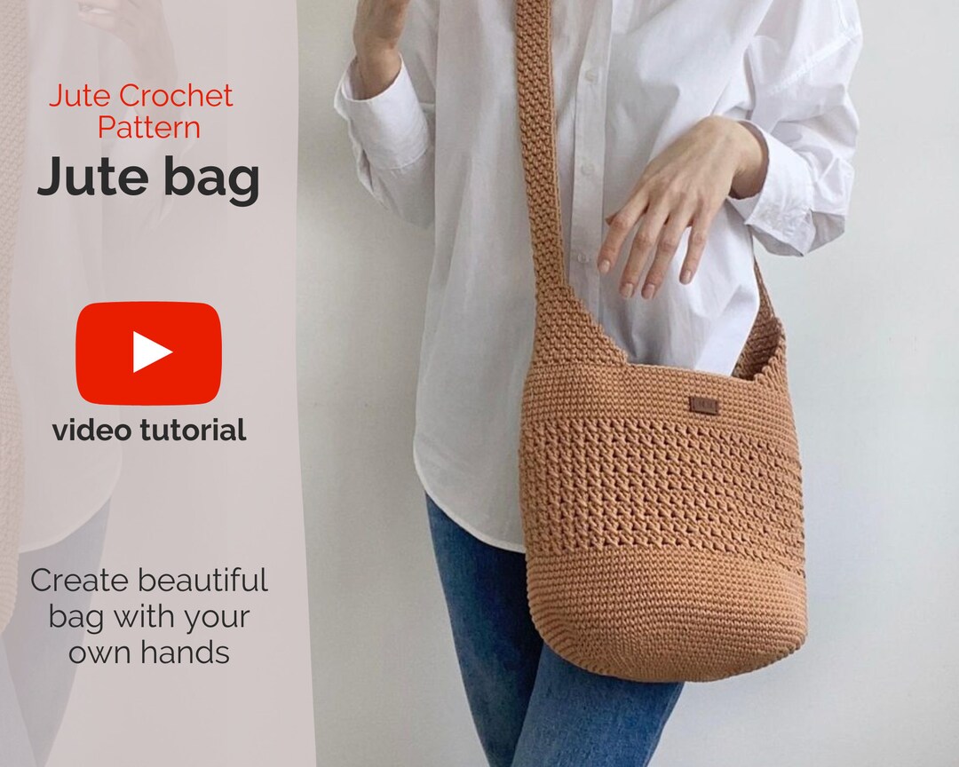 Jute Crochet Bag Pattern Video Tutorial Crochet Rope Woven - Etsy