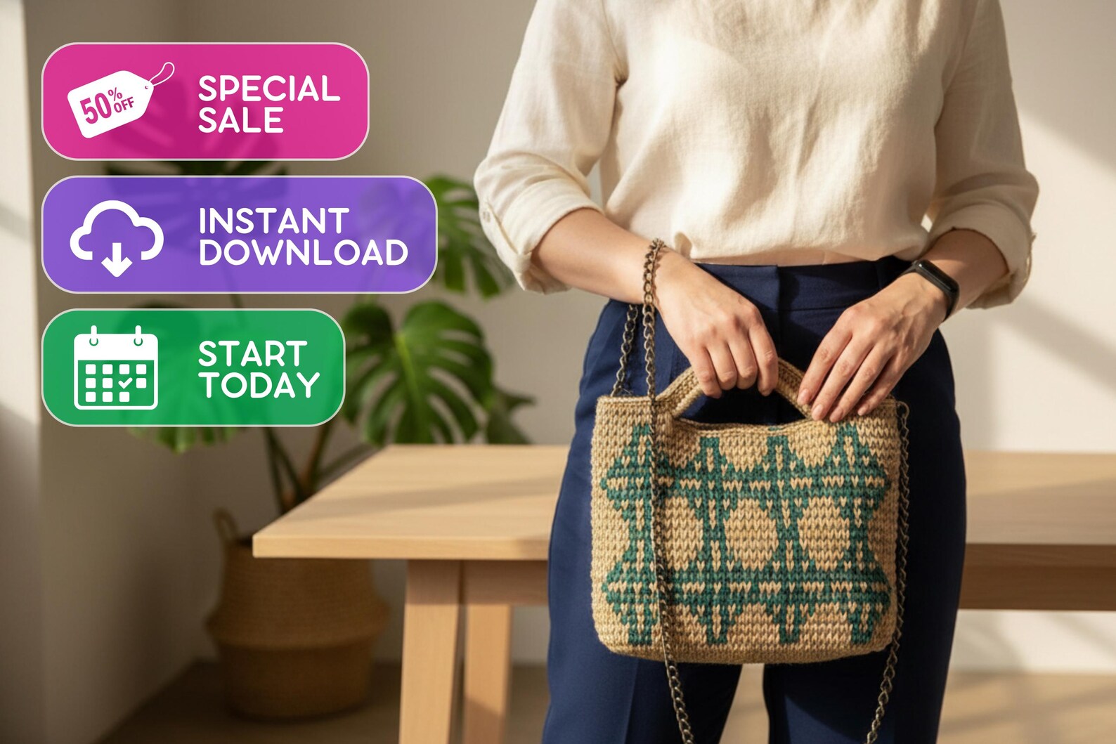 Jute Crochet Bag Pattern: Woven Rope Bag Video Tutorial - Etsy