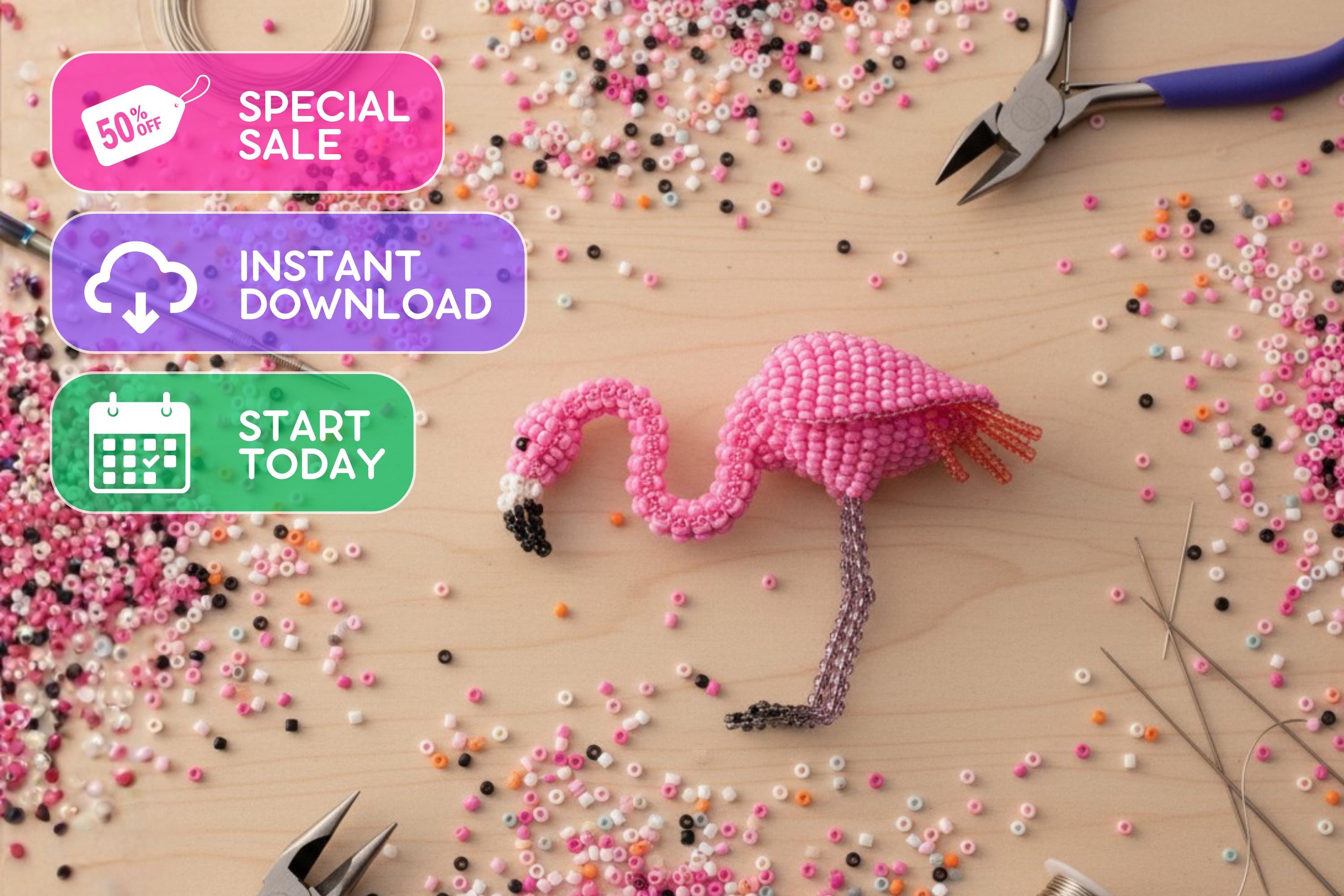 Beaded Flamingo Pattern Video Tutorial: Seed Bead Pattern (digital ...