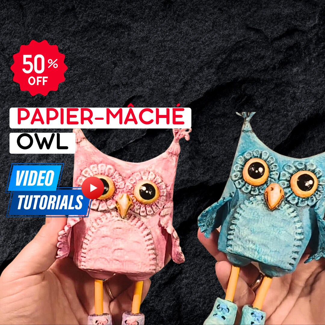 Papier-mâché Owl Sculpture Video Tutorial Sculpting Patterns Papier ...