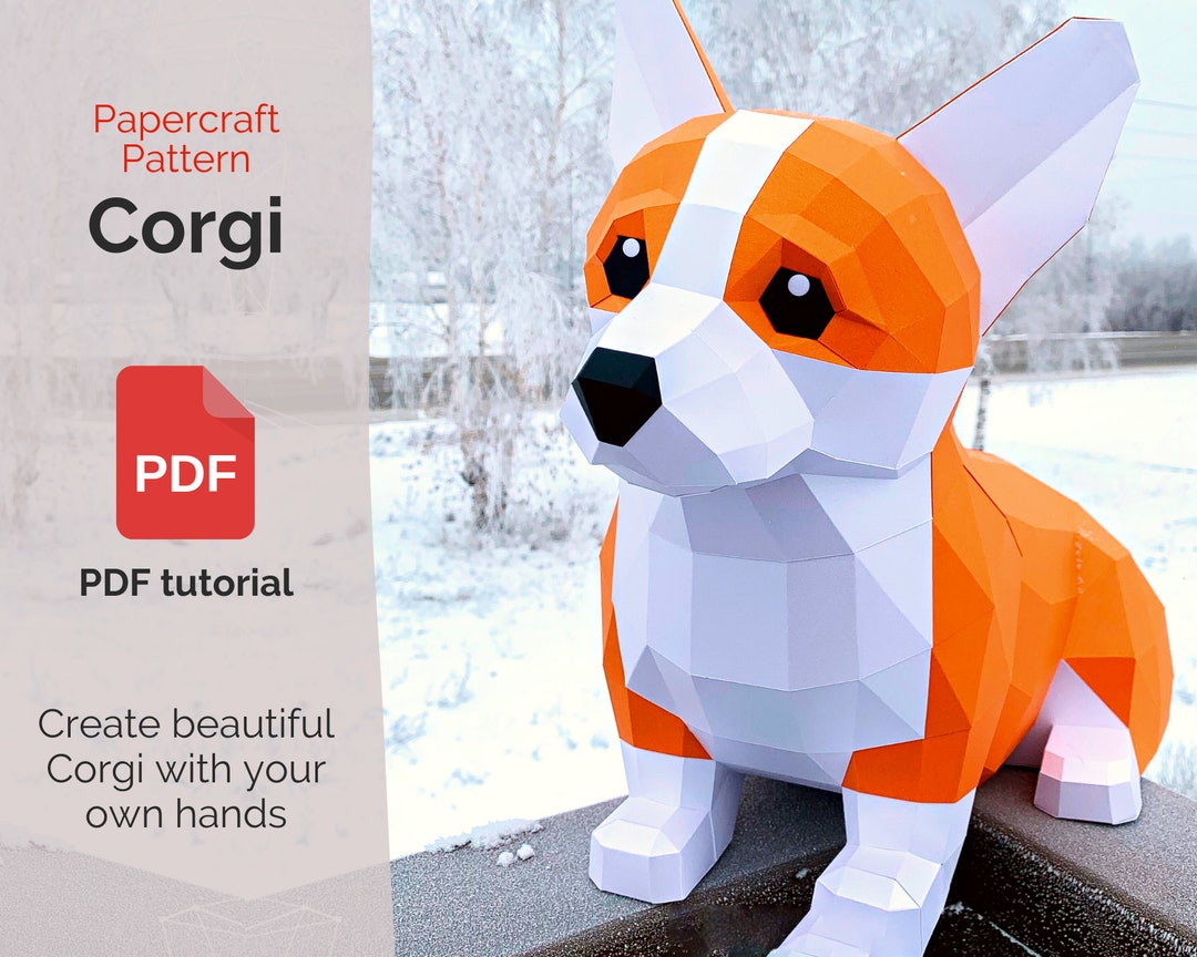 Corgi Papercraft 3D Template PDFSVG Lowpoly Decor for - Etsy Canada