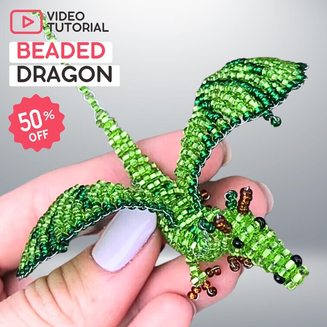 Beaded Dragon Pattern Video Tutorial - Dragon Beading Patterns • Beaded Dragon • Seed Bead ...