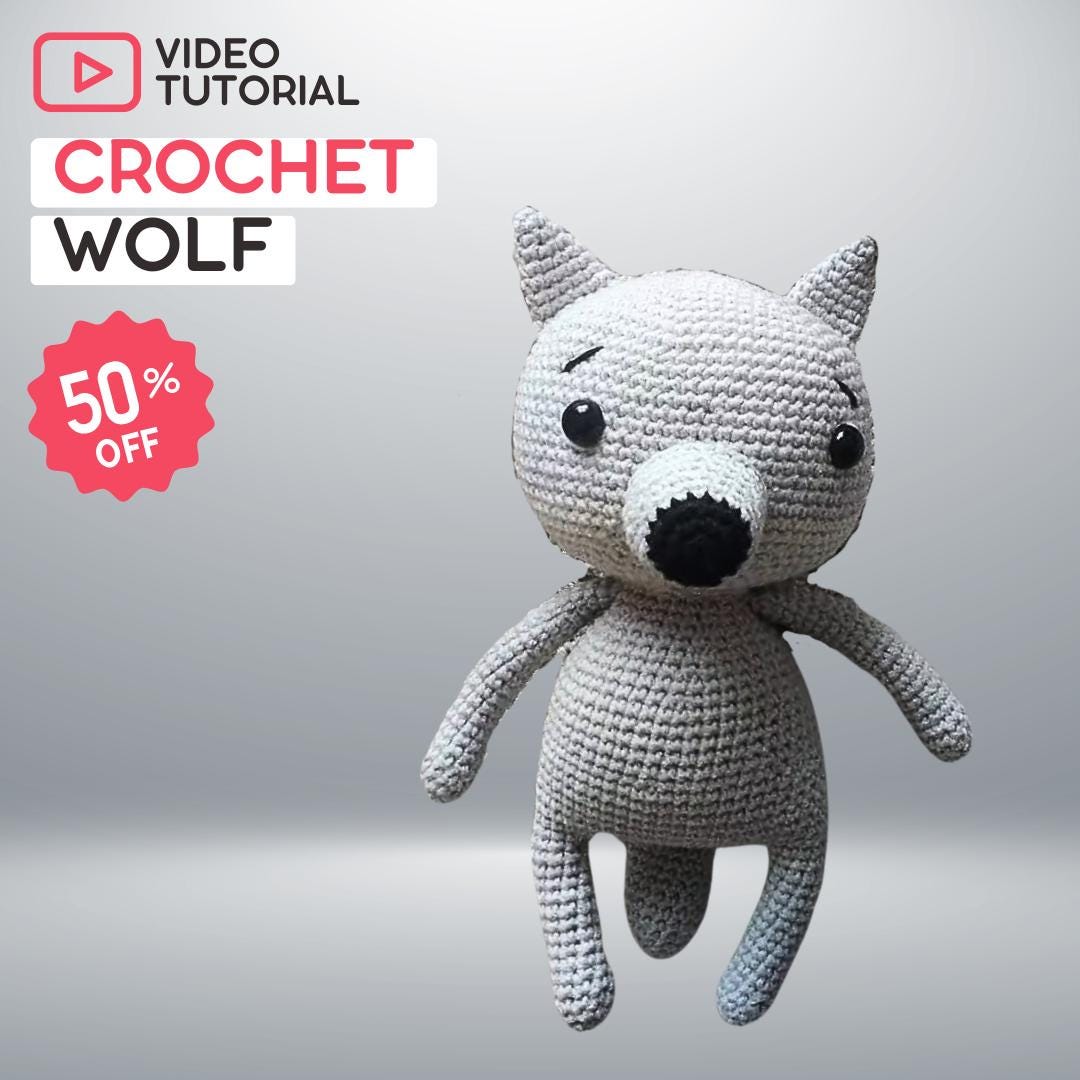 Wolf Crochet Toy Pattern Video Tutorial — Crochet Animal Toy • Hand ...