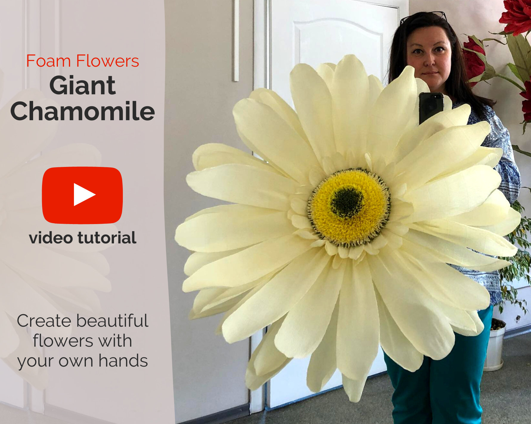 Giant Flowers Chamomile Flowers Templates & Video Tutorial DIY Flowers ...