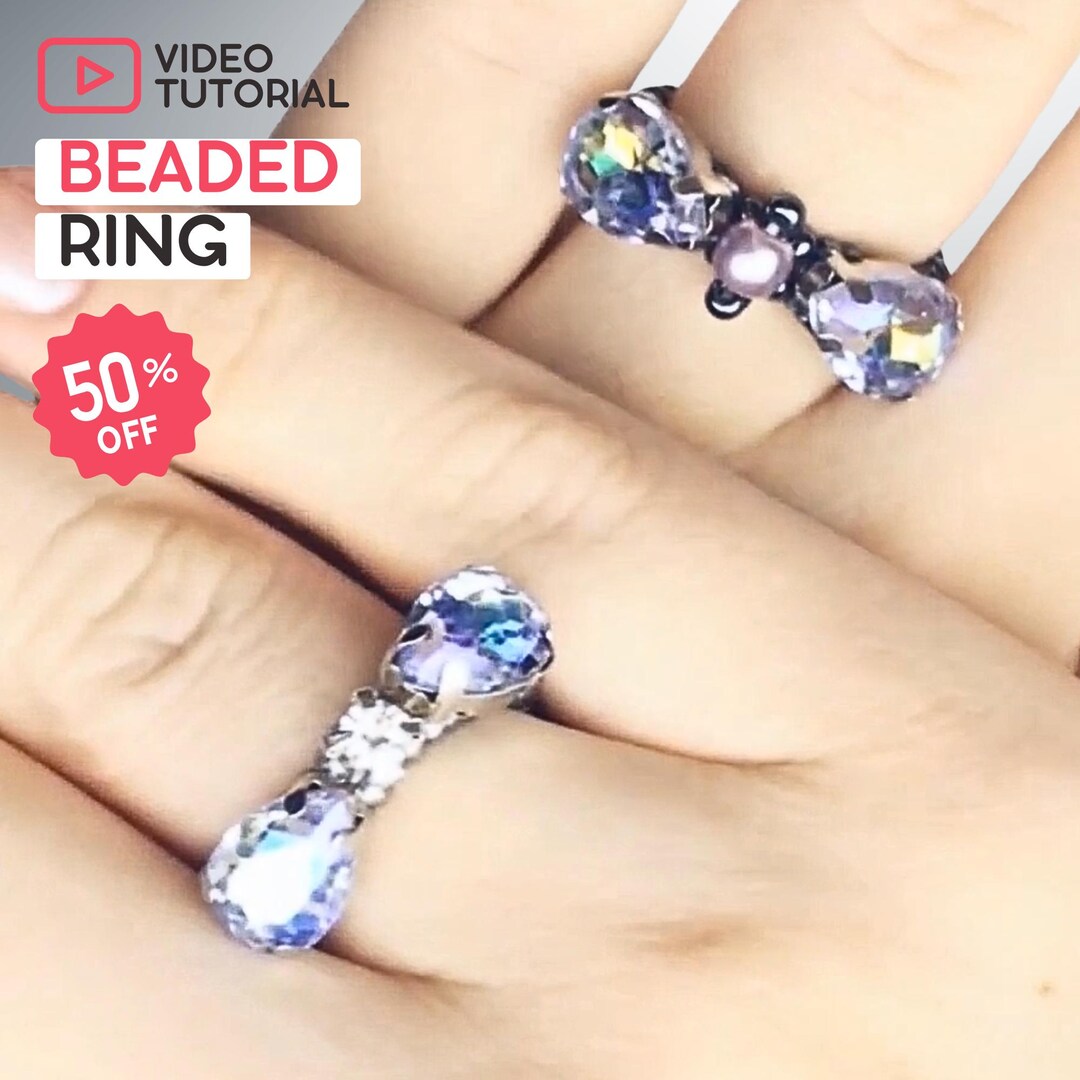 DIY Crystal‑clawed Beaded Ring Tutorial. Step‑by‑step Video Masterclass for Crafting Dazzling ...