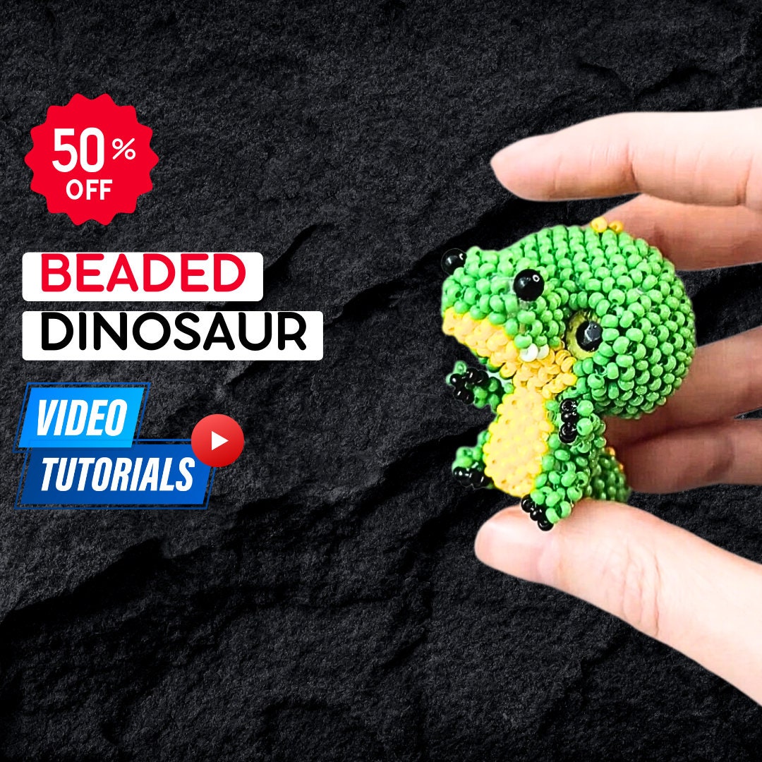 Beaded Dinosaur Pattern Video Tutorial Dino Beading Patterns Beaded ...