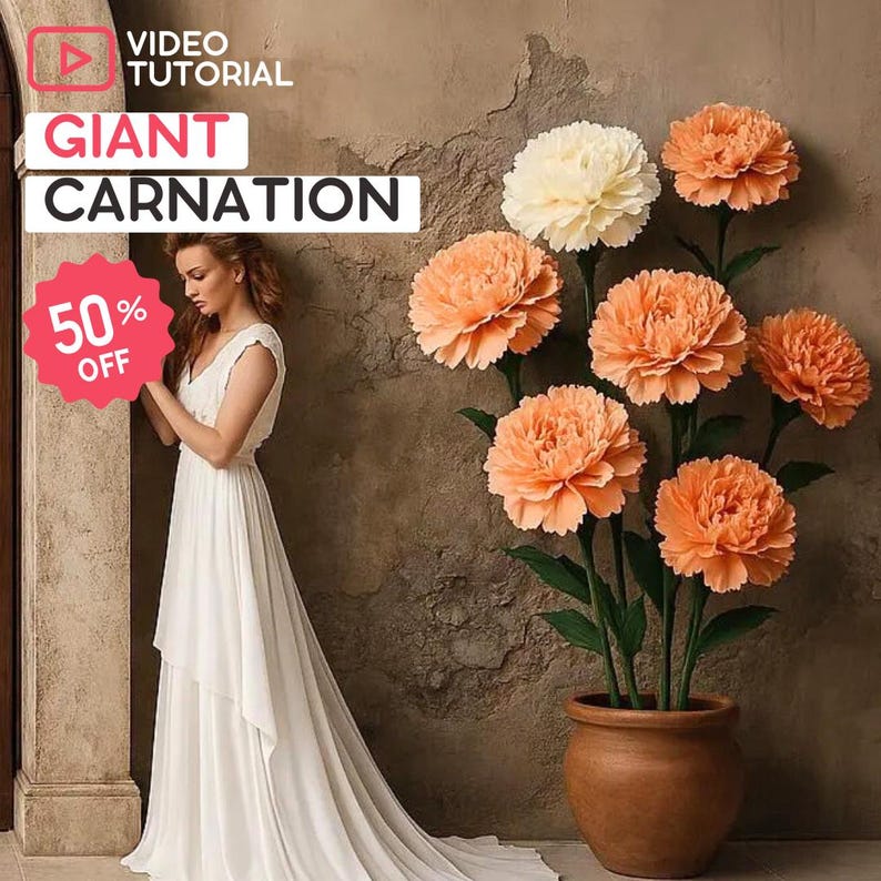 Giant Carnation Flower Tutorial | DIY Step-by-step Guide for Large ...