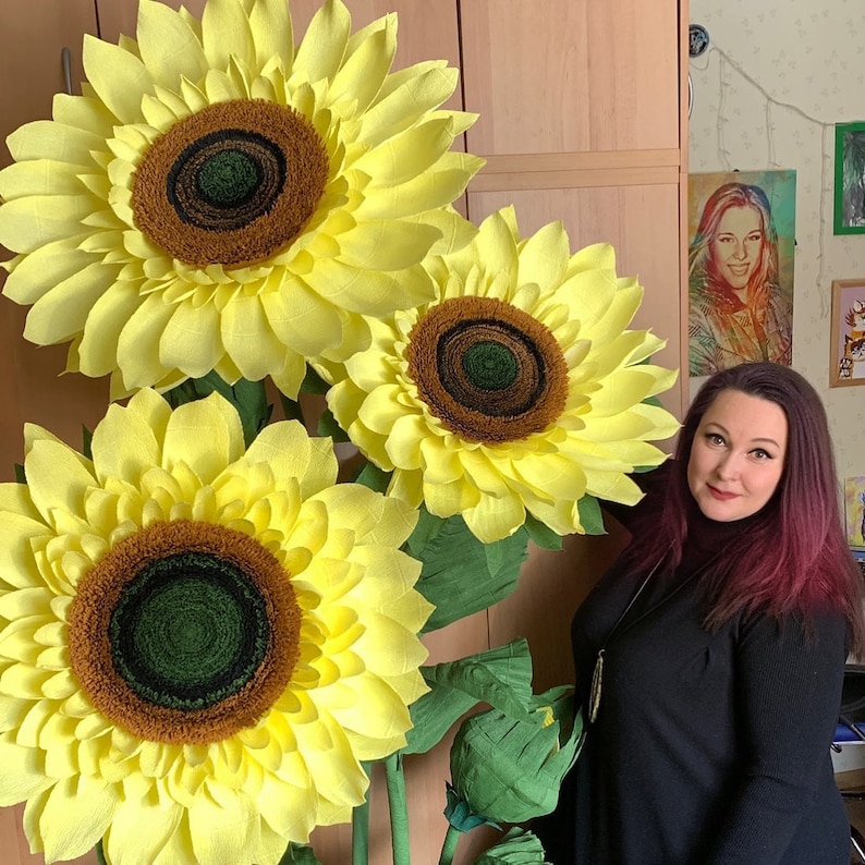 Giant Flowers Templates Sunflower Giant Flowers Tutorial, DIY Flowers ...