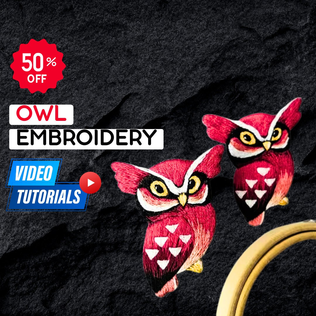 Owl Embroidery Pattern Video Tutorial Owl Pattern Animal Design Digital ...