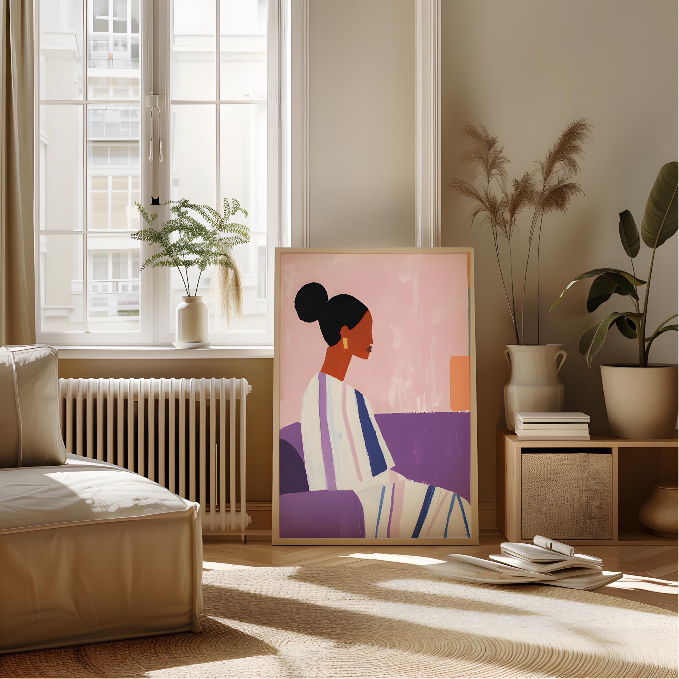 Purple Pink African Woman Abstract Art - Colorful Modern Wall Poster ...