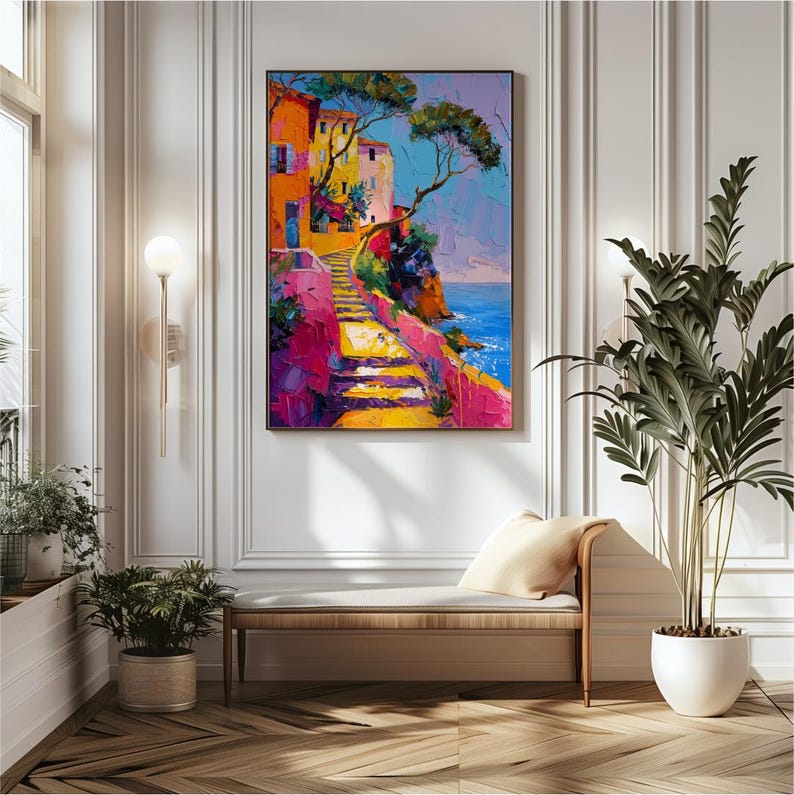 Travel Illustration French Riviera Wall Art Print - Colorful Coastal ...